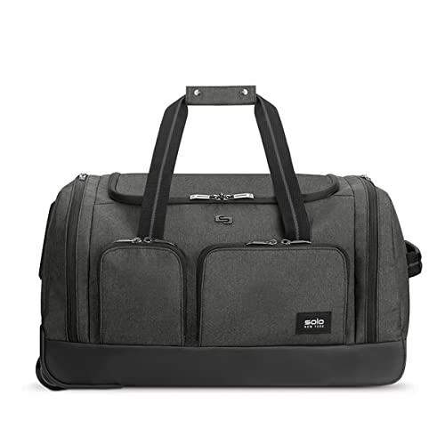 Solo New York Leroy Carry-On Wheeled Duffle Bag, 49L Capacity, Grey, 22 Inch