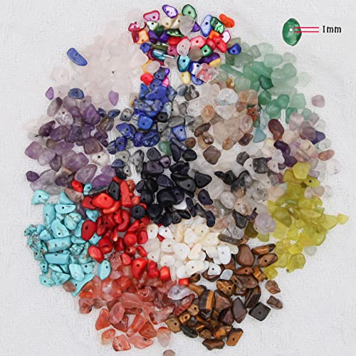 EuTengHao 1100Pcs Irregular Chips Stone Beads Natural Gemstone Beads Kit with Earring Hooks Spacer Beads Pendants Charms Jump Rings for DIY Jewelry Necklace Bracelet Earring Making Supplies