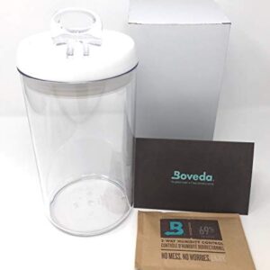 Easy Open Acrylic Cigar Humidor Jar with Boveda 69% 2-Way Humidity System, 25 Cigar Capacity (Round)