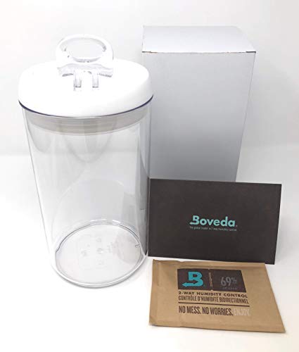 Easy Open Acrylic Cigar Humidor Jar with Boveda 69% 2-Way Humidity System, 25 Cigar Capacity (Round)