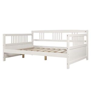 Harper & Bright Designs Full Daybed Frame, Solid Wood Daybed Frame,No Box Spring Needed, White Daybed