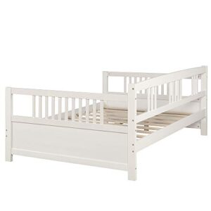 Harper & Bright Designs Full Daybed Frame, Solid Wood Daybed Frame,No Box Spring Needed, White Daybed