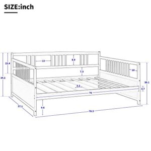 Harper & Bright Designs Full Daybed Frame, Solid Wood Daybed Frame,No Box Spring Needed, White Daybed