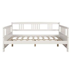 Harper & Bright Designs Full Daybed Frame, Solid Wood Daybed Frame,No Box Spring Needed, White Daybed