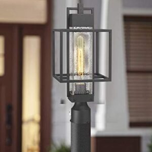 Osimir Outdoor Post Light Fixture, 1-Light Exterior Post Lantern with Pier Mount Base, Pier Light with Bubble Glass Shade Black Finish, Outdoor Light for Patio, Porch, Yard, Garden 2375/1GL