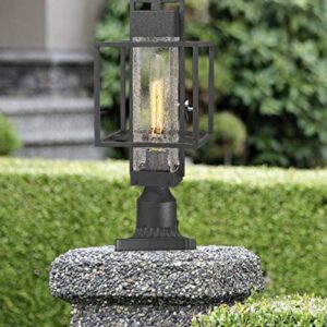 Osimir Outdoor Post Light Fixture, 1-Light Exterior Post Lantern with Pier Mount Base, Pier Light with Bubble Glass Shade Black Finish, Outdoor Light for Patio, Porch, Yard, Garden 2375/1GL