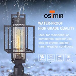 Osimir Outdoor Post Light Fixture, 1-Light Exterior Post Lantern with Pier Mount Base, Pier Light with Bubble Glass Shade Black Finish, Outdoor Light for Patio, Porch, Yard, Garden 2375/1GL