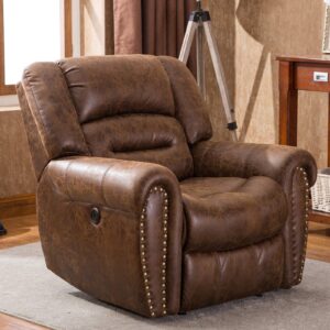 anj electric recliner chair w/breathable bonded leather, classic single sofa home theater recliner seating w/usb port (nut brown)