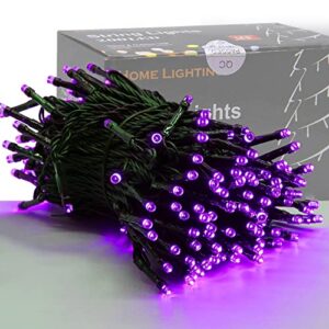 home lighting 66ft halloween decorative mini lights, 200 led green wire fairy starry string lights plug in, 8 lighting modes, for indoor outdoor xmas tree wedding party decoration (purple)