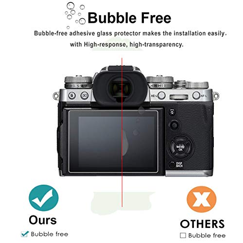 (Pack of 3) Tempered Glass Screen Protector for Fujifilm X-T3, AKWOX [0.3mm 2.5D High Definition 9H] Anti-Scratch Optical LCD Premium Protective Cover