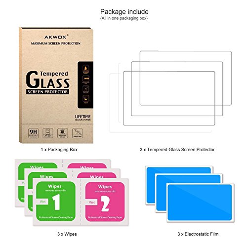 (Pack of 3) Tempered Glass Screen Protector for Fujifilm X-T3, AKWOX [0.3mm 2.5D High Definition 9H] Anti-Scratch Optical LCD Premium Protective Cover