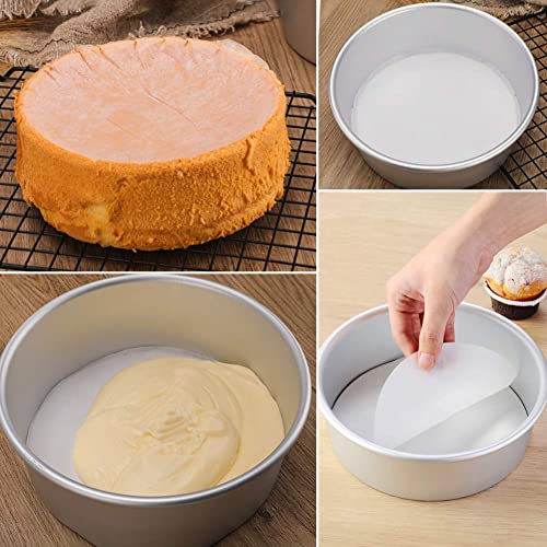 8 Inch Parchment Paper Rounds, Set of 100, Non Stick Baking Parchment Circles for Round Cake Pan, Springform Pan, Tortilla Press and so on