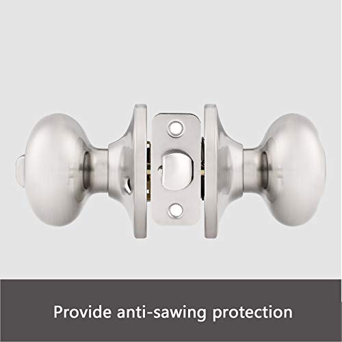 Probrico Entry Door Knob, Entrance Door Knobs Door Lock Set (1 Pack) (Keyed Alike, Combo Pack),Stainless Steel Door Handle for Interior/Exterior/Office/Front Door Use,Satin Nickel Finish