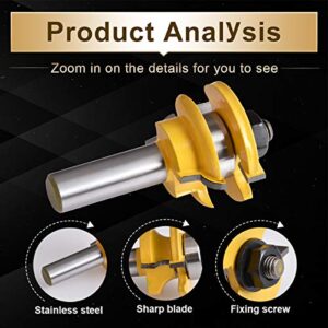 KATUR Round Over Cove Raised Panel Cabinet Door Rail and Stile Router Bits 3Pcs 1/2 Inch Shank Rail and Stile Ogee Blade Cutter Panel Cabinet Router Bits Set Wood Groove Tongue Milling Tool