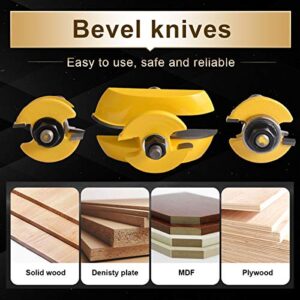 KATUR Round Over Cove Raised Panel Cabinet Door Rail and Stile Router Bits 3Pcs 1/2 Inch Shank Rail and Stile Ogee Blade Cutter Panel Cabinet Router Bits Set Wood Groove Tongue Milling Tool