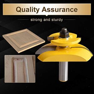 KATUR Round Over Cove Raised Panel Cabinet Door Rail and Stile Router Bits 3Pcs 1/2 Inch Shank Rail and Stile Ogee Blade Cutter Panel Cabinet Router Bits Set Wood Groove Tongue Milling Tool