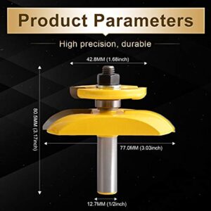 KATUR Round Over Cove Raised Panel Cabinet Door Rail and Stile Router Bits 3Pcs 1/2 Inch Shank Rail and Stile Ogee Blade Cutter Panel Cabinet Router Bits Set Wood Groove Tongue Milling Tool