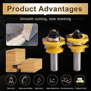 KATUR Round Over Cove Raised Panel Cabinet Door Rail and Stile Router Bits 3Pcs 1/2 Inch Shank Rail and Stile Ogee Blade Cutter Panel Cabinet Router Bits Set Wood Groove Tongue Milling Tool