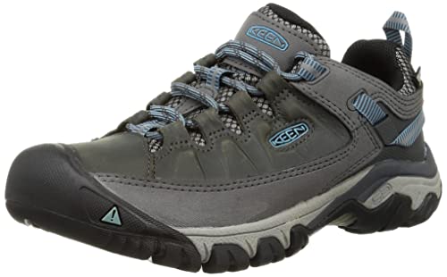 KEEN Women's Targhee 3 Low Height Waterproof Hiking Shoes, Magnet/Atlantic Blue, 7.5