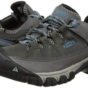 KEEN Women's Targhee 3 Low Height Waterproof Hiking Shoes, Magnet/Atlantic Blue, 7.5