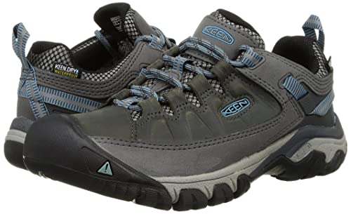 KEEN Women's Targhee 3 Low Height Waterproof Hiking Shoes, Magnet/Atlantic Blue, 7.5