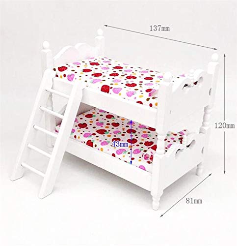 EatingBiting 1:12 Handmade Mini Miniature Double Bedroom Furniture Bunk Bed Ladder Bunk Beds Room Furniture Accessories