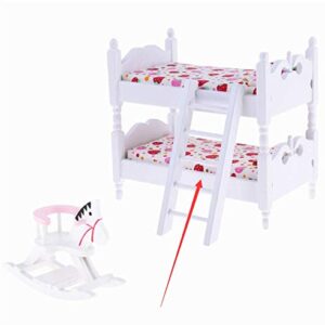 EatingBiting 1:12 Handmade Mini Miniature Double Bedroom Furniture Bunk Bed Ladder Bunk Beds Room Furniture Accessories