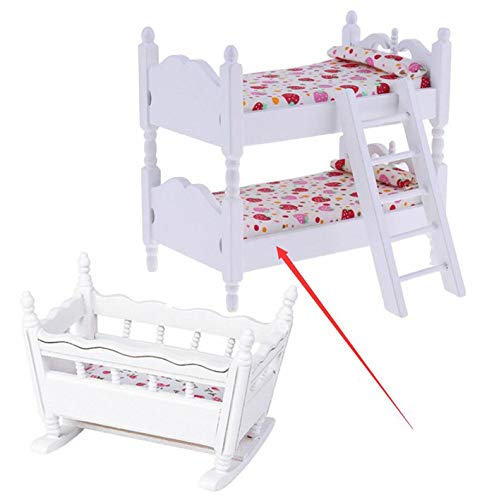 EatingBiting 1:12 Handmade Mini Miniature Double Bedroom Furniture Bunk Bed Ladder Bunk Beds Room Furniture Accessories