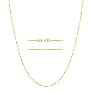 kisper 24k gold cable link chain necklace – thin, dainty, gold plated stainless steel jewelry for women & men with spring ring clasp, 30”