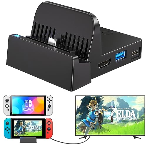 Ponkor Docking Station for Nintendo Switch/Nintendo Switch OLED, Charging Dock 4K HDMI TV Adapter Charger with USB 3.0 Port Compatible with Official Nintendo Switch Dock (No Charging Cable)