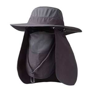 fishing hat,sun cap with upf 50+ sun protection and neck flap,for man and women dark gray