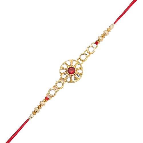 Kamla Sellers Raksha Bhandan Handmade Rakhi Bracelet With Stone Work Kundan Design Rakhi For Brother Bhaiya Celebration Hindu Festival of Rakshabandhan