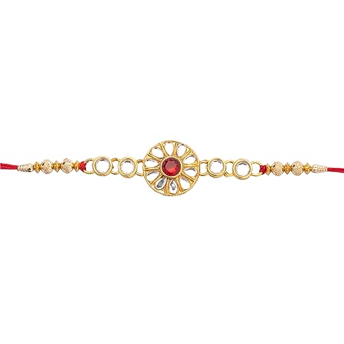 Kamla Sellers Raksha Bhandan Handmade Rakhi Bracelet With Stone Work Kundan Design Rakhi For Brother Bhaiya Celebration Hindu Festival of Rakshabandhan