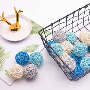 DomeStar 24PCS Blue Decorative Balls for Bowl Centerpiece, 2 Inch Rattan Balls Wicker Balls Decorative Twig Orbs Spheres Bowl Fillers Vase Fillers Home Wedding Decor