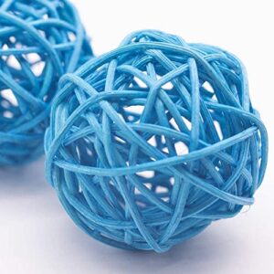 DomeStar 24PCS Blue Decorative Balls for Bowl Centerpiece, 2 Inch Rattan Balls Wicker Balls Decorative Twig Orbs Spheres Bowl Fillers Vase Fillers Home Wedding Decor