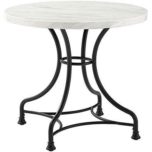 Crosley Furniture Madeleine 32" Round Dining Table, Steel with Faux Marble Top