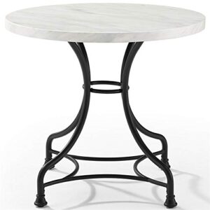 Crosley Furniture Madeleine 32" Round Dining Table, Steel with Faux Marble Top