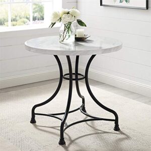 Crosley Furniture Madeleine 32" Round Dining Table, Steel with Faux Marble Top