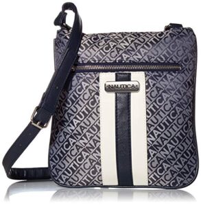 nautica womens lakeside signature jaquard north south crossbody bag cross body, indigo, one size us