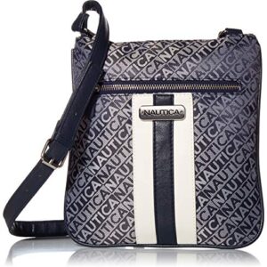 Nautica womens Lakeside Signature Jaquard North South Crossbody Bag Cross Body, Indigo, One Size US