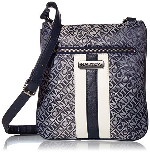 Nautica womens Lakeside Signature Jaquard North South Crossbody Bag Cross Body, Indigo, One Size US