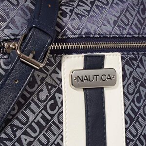 Nautica womens Lakeside Signature Jaquard North South Crossbody Bag Cross Body, Indigo, One Size US