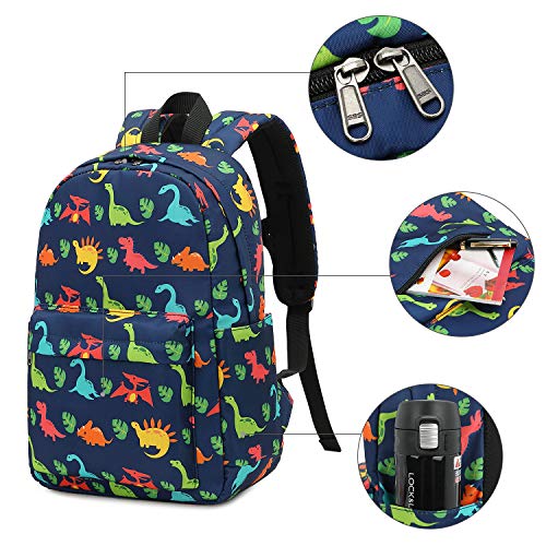 Kids Backpack Boys Preschool Toddler School Book Bags for Elementary Primary Schooler (Dinosaur-leaf)