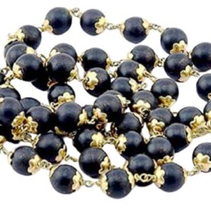 numeroastro Natural & Original Shaligram Stone Round Beads Mala In Copper Capping (54+1 Beads) (7-8 MM Approx) (1 Pc)