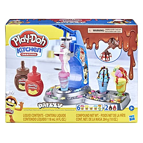 Play-Doh Kitchen Creations Drizzy Ice Cream Playset Featuring Drizzle Compound & 6 Non-Toxic Colors