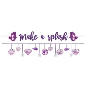 "barbie mermaid" purple glitter double party banners, 12', 2 pc