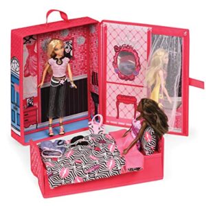 Badger Basket Home & Go Dollhouse Playset Travel & Storage Case with Pop-up Bed for 12 inch Fashion Dolls