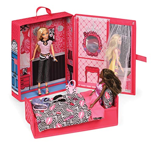 Badger Basket Home & Go Dollhouse Playset Travel & Storage Case with Pop-up Bed for 12 inch Fashion Dolls