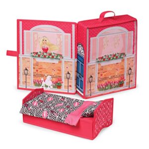 Badger Basket Home & Go Dollhouse Playset Travel & Storage Case with Pop-up Bed for 12 inch Fashion Dolls