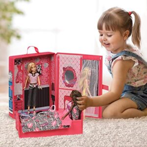 Badger Basket Home & Go Dollhouse Playset Travel & Storage Case with Pop-up Bed for 12 inch Fashion Dolls